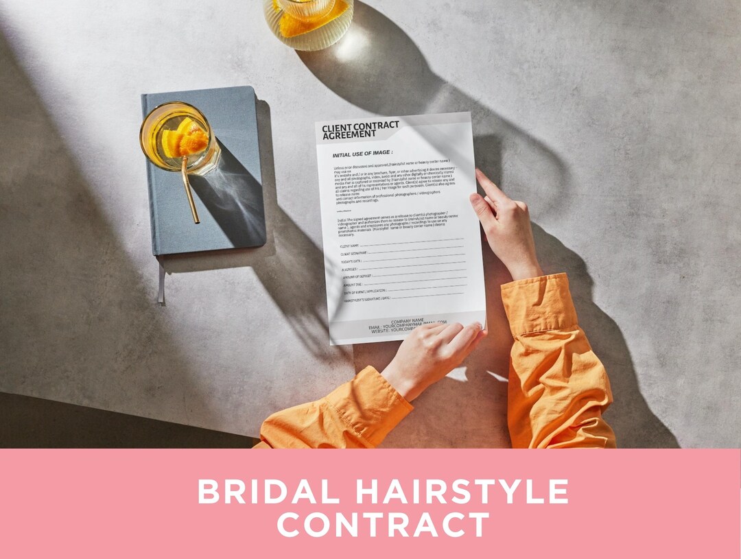 Bridal Hair Contract CANVA Template,editable Wedding Party Service ...