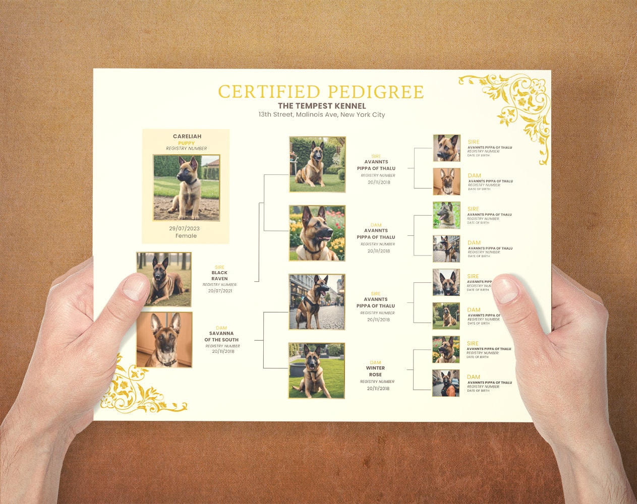 Dog Pedigree Chart, Printable Pedigree Certificate, Puppy Pedigree ...