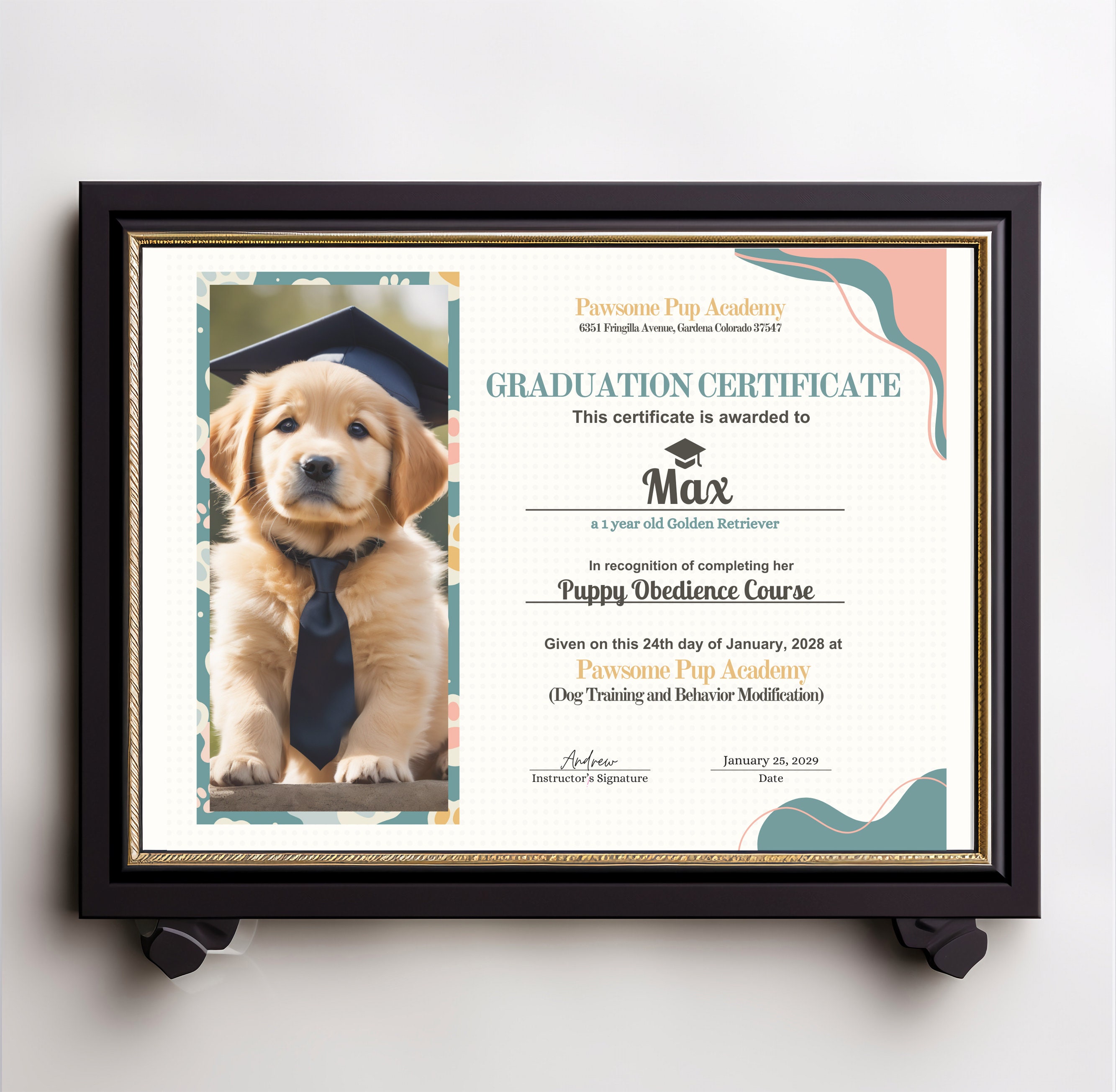 Dog Training Certificate Template: Puppy Graduation Diploma (canva) - Etsy