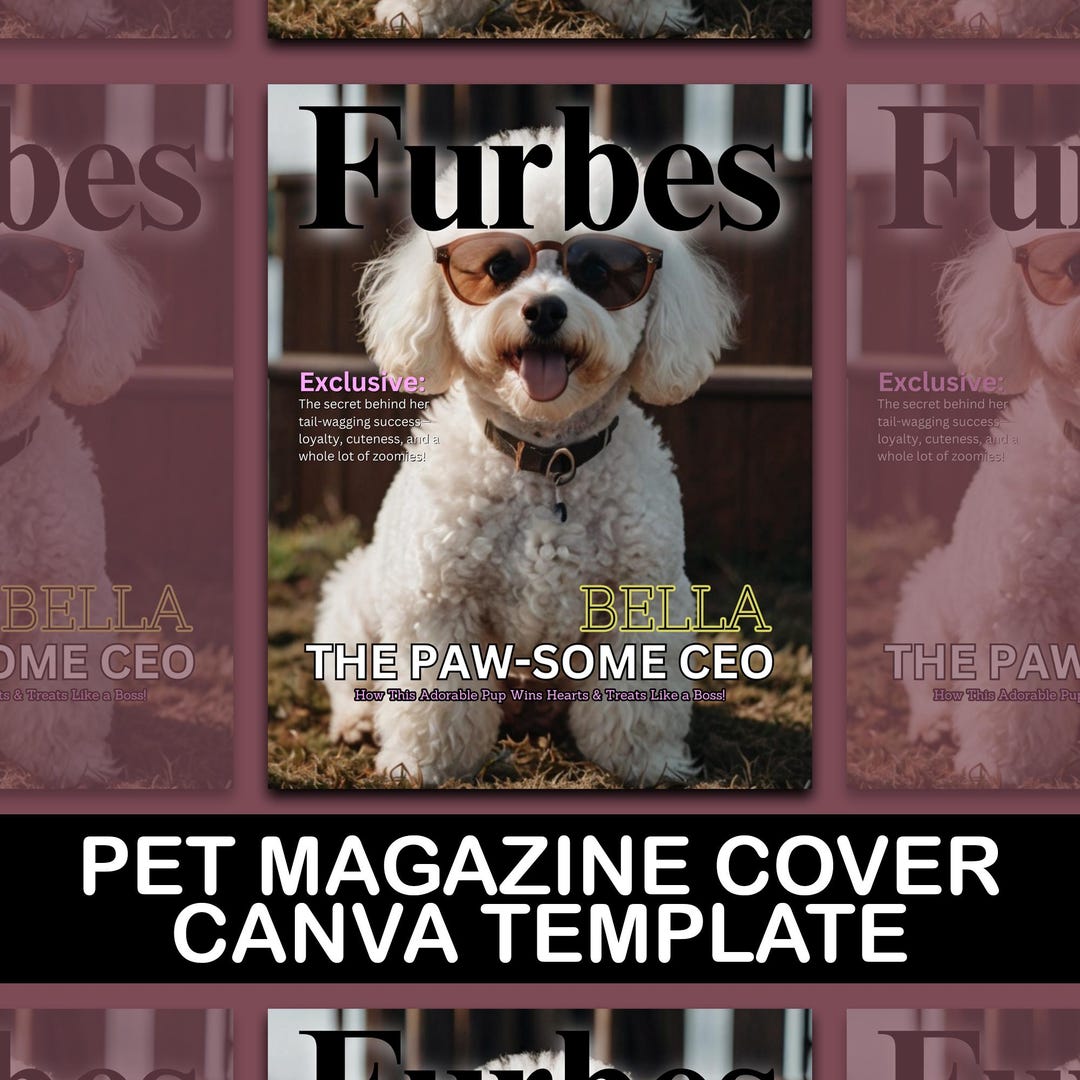 Custom Pet Magazine Cover Template: Personalized Dog Portrait (canva ...