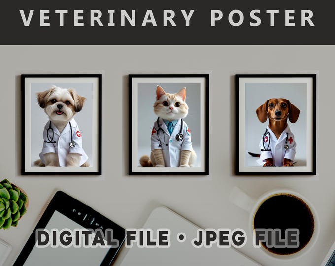 Peeking Cats Vet Clinic Printable Wall Art Cat Vet Office Decor ...