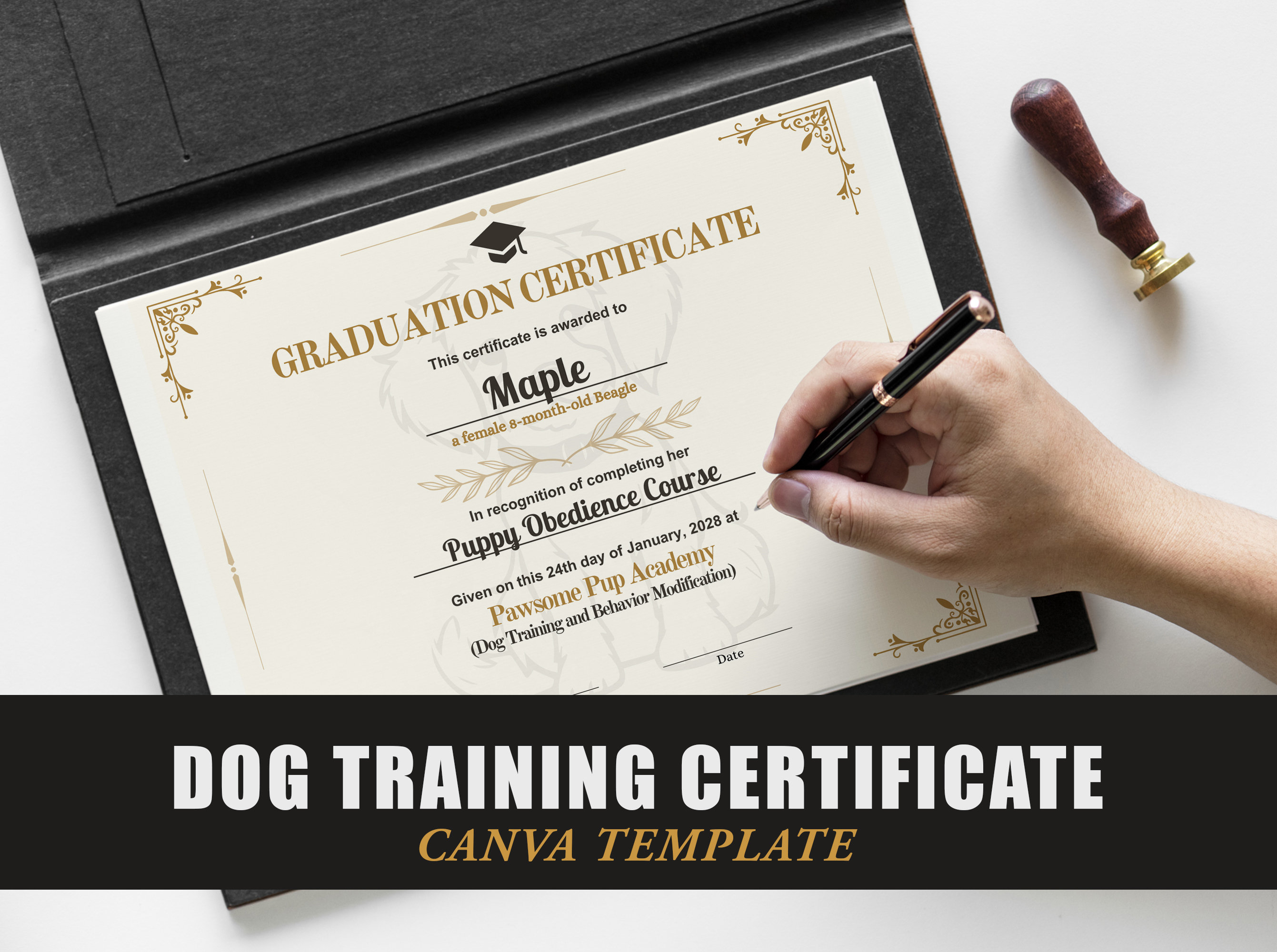 Dog Training Certificate, Service Dog, Certificate of Completion ...