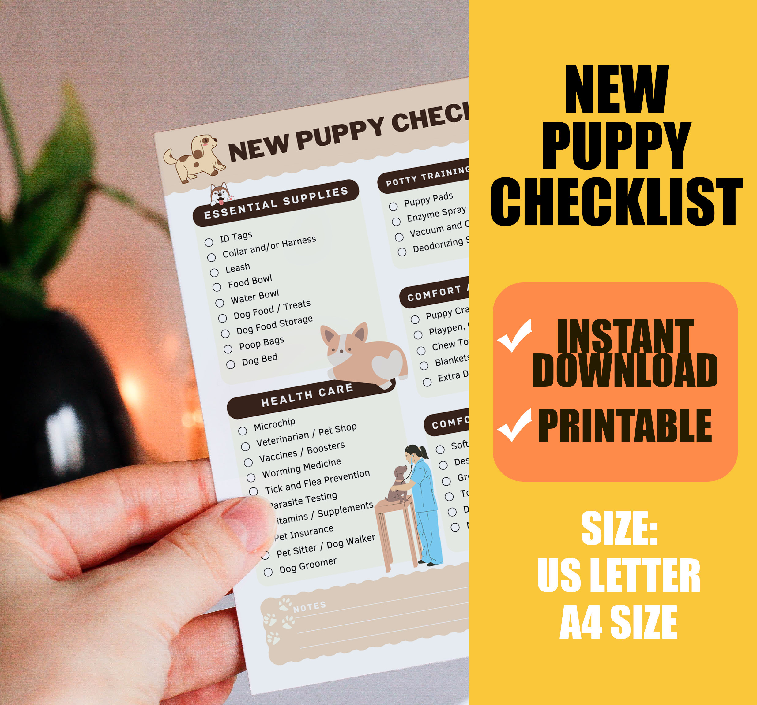 New Puppy Checklist, New Dog Owner Guide, Puppy Guide, Puppy Record ...