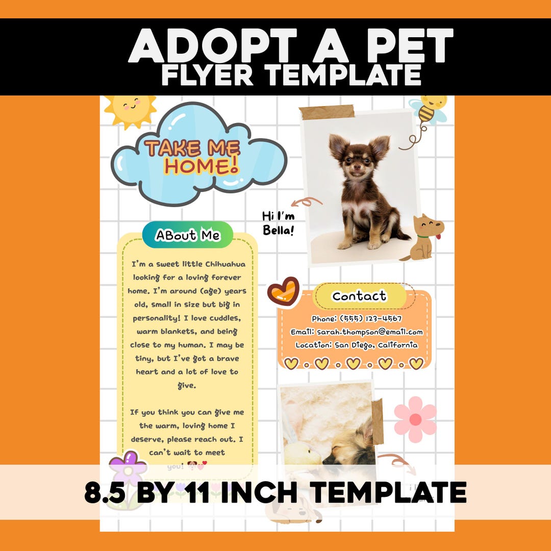 Adopt Me Flyer Template, Adopt A Pet Poster Template, Dog Adoption ...