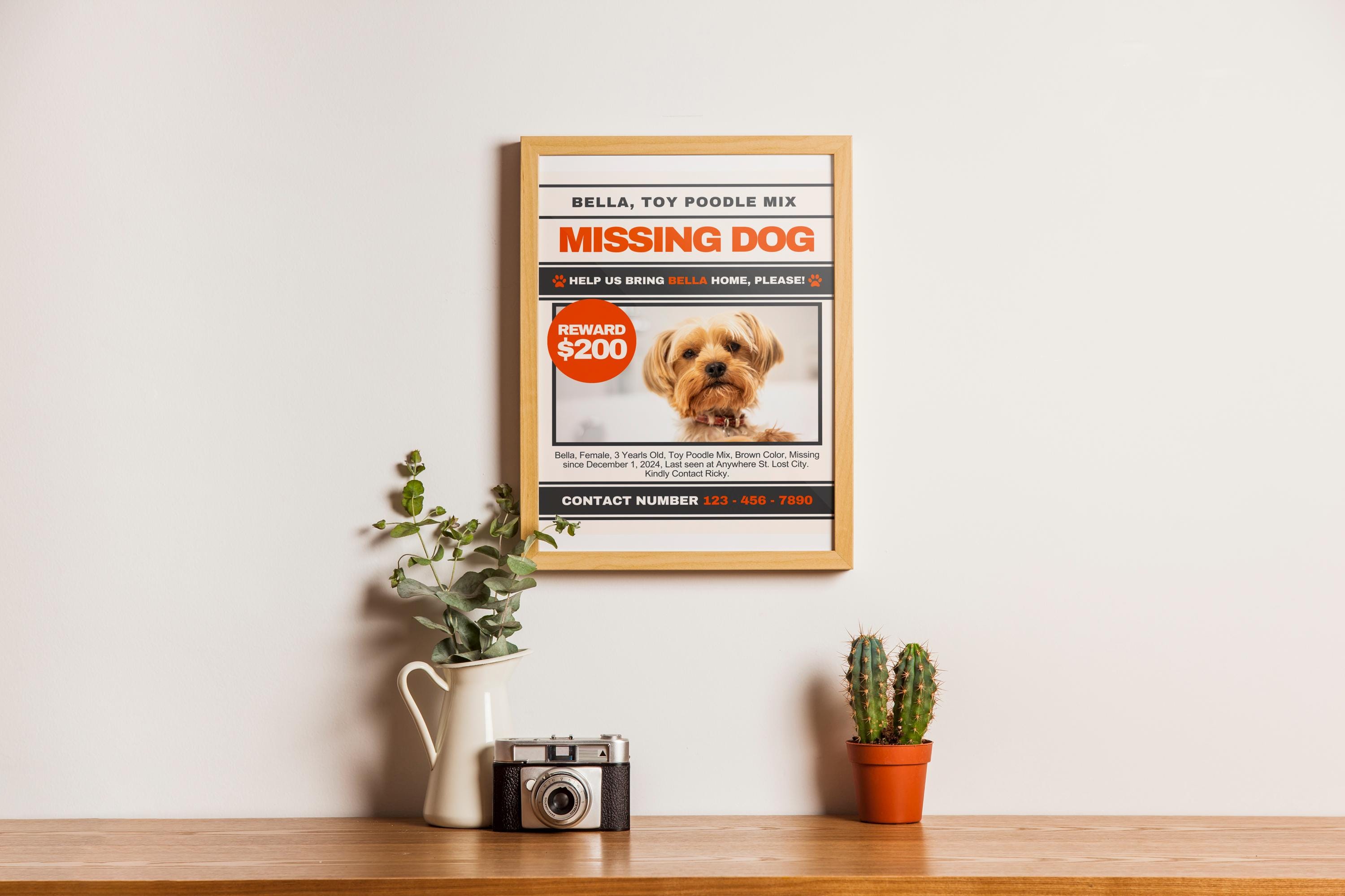 Missing Dog Flyer Poster Template, DIY Missing Pet Sign, Lost Pet Flyer ...