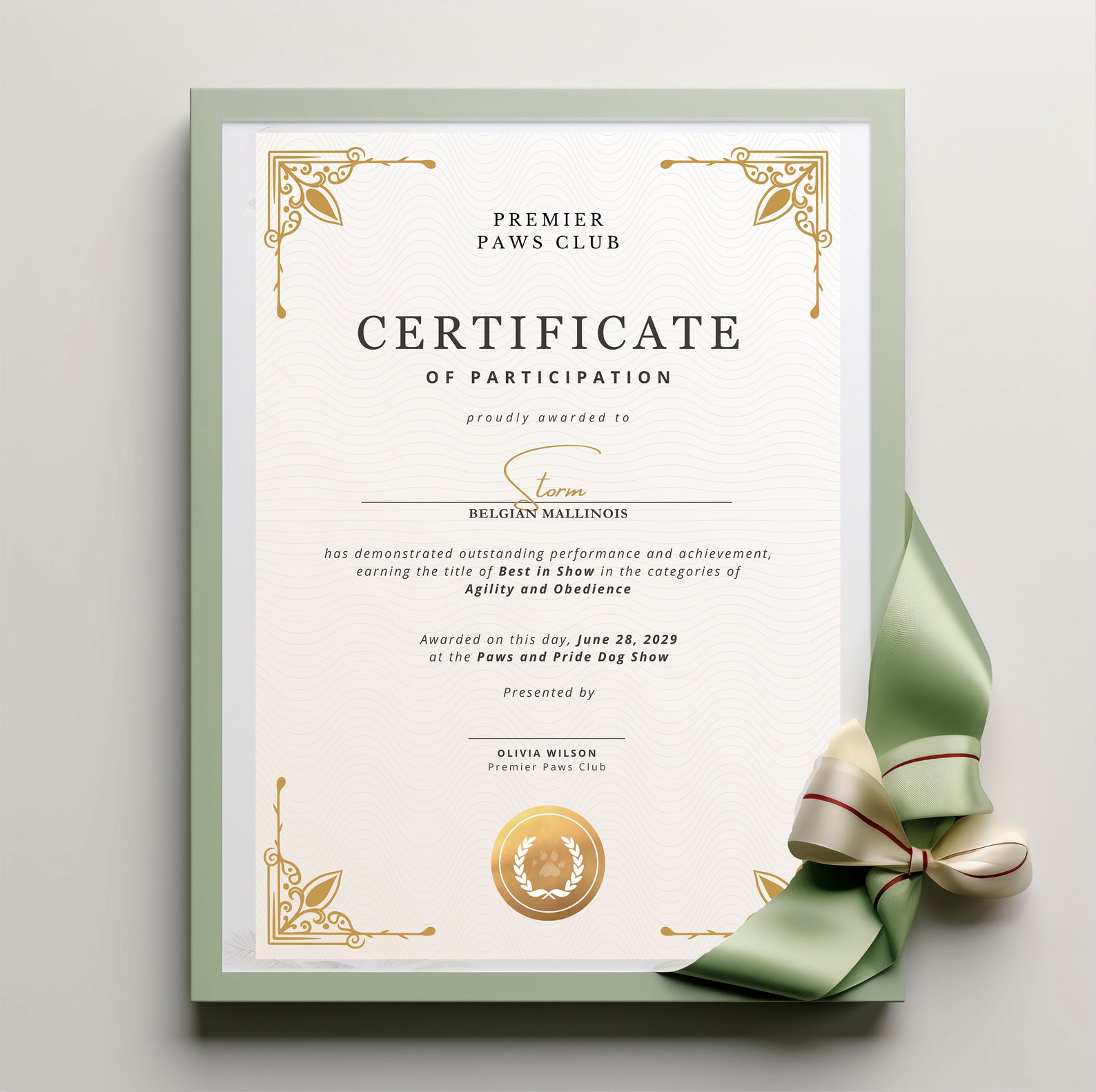 Dog Show Certificate Template in Canva, Dog Award, Pet Show Certificate ...
