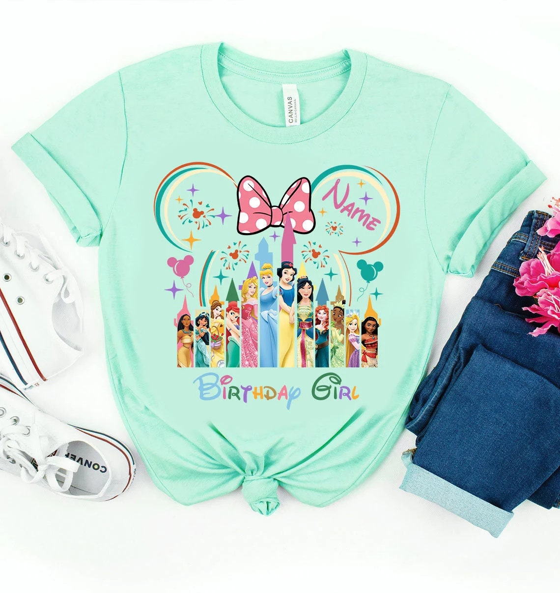Personalized Disney Princesses Birthday Shirt, Disney Birthday Girl Shirt, Minnie Mouse Shirt ...