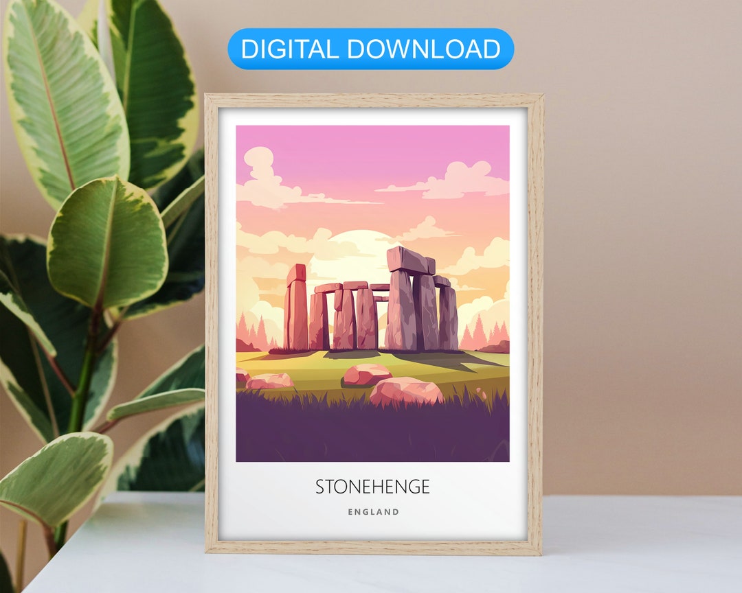 Stonehenge England Travel Poster, Europe Nature Vacation Wall Art Print ...