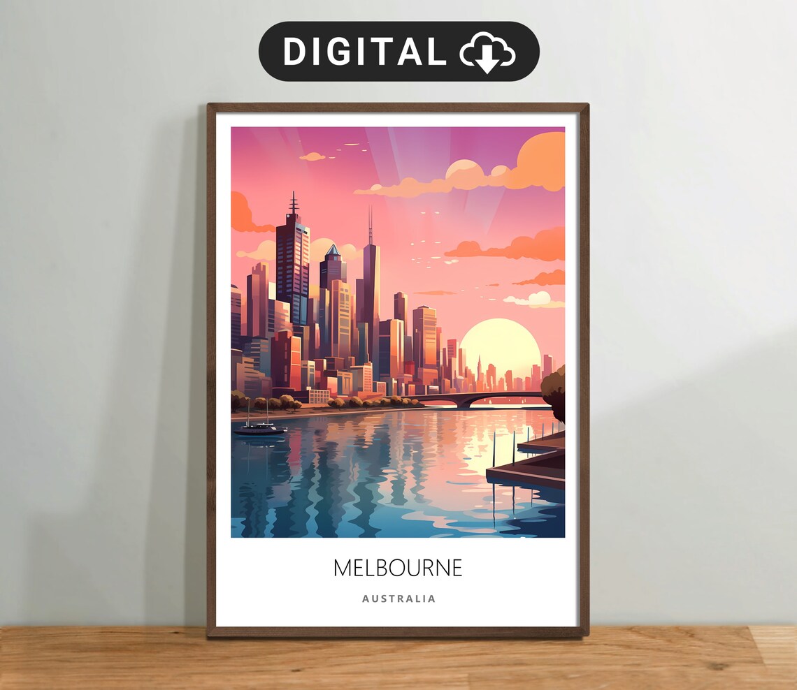 Melbourne Australia Travel Poster Vacation Wall Art Print - Etsy