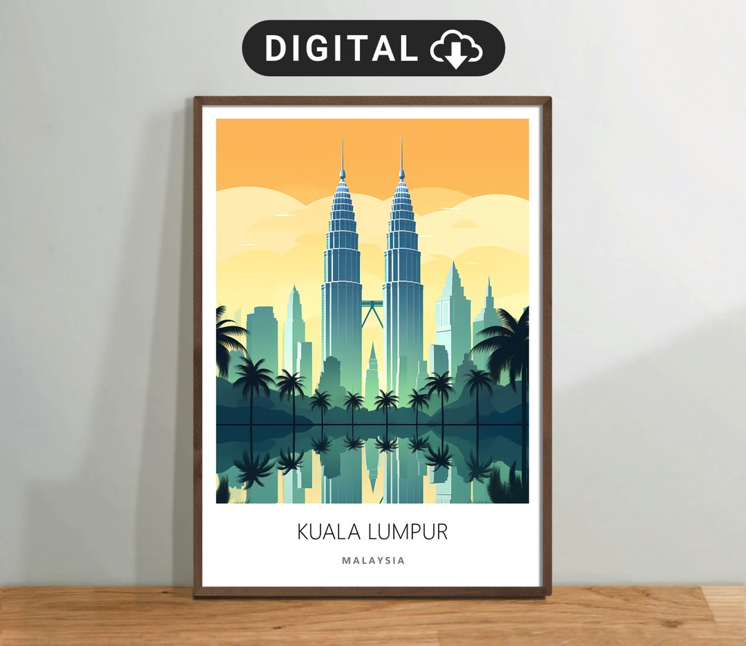 Kuala Lumpur Malaysia Travel Poster Asia Vacation Wall Art - Etsy
