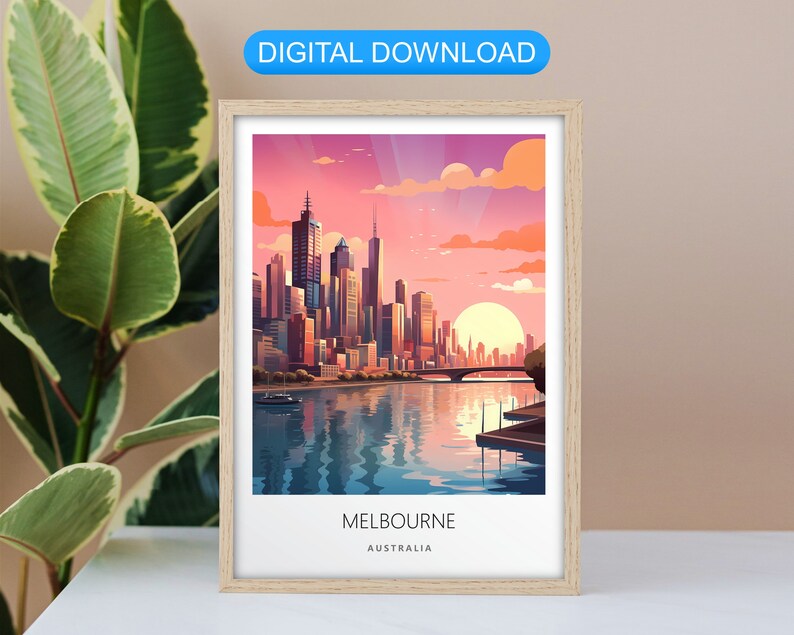 Melbourne Australia Travel Poster, Vacation Wall Art Print, Colorful ...