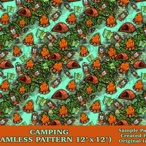 Camping Seamless Pattern Digital Paper, Digital Seamless Pattern Png ...