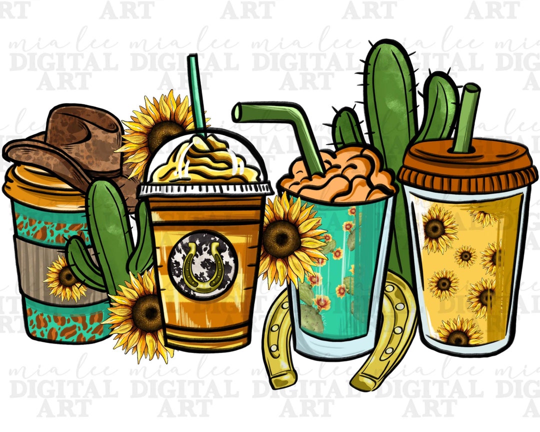 Western Coffee Cups Png Sublimation Design Download, Coffee Love Png ...