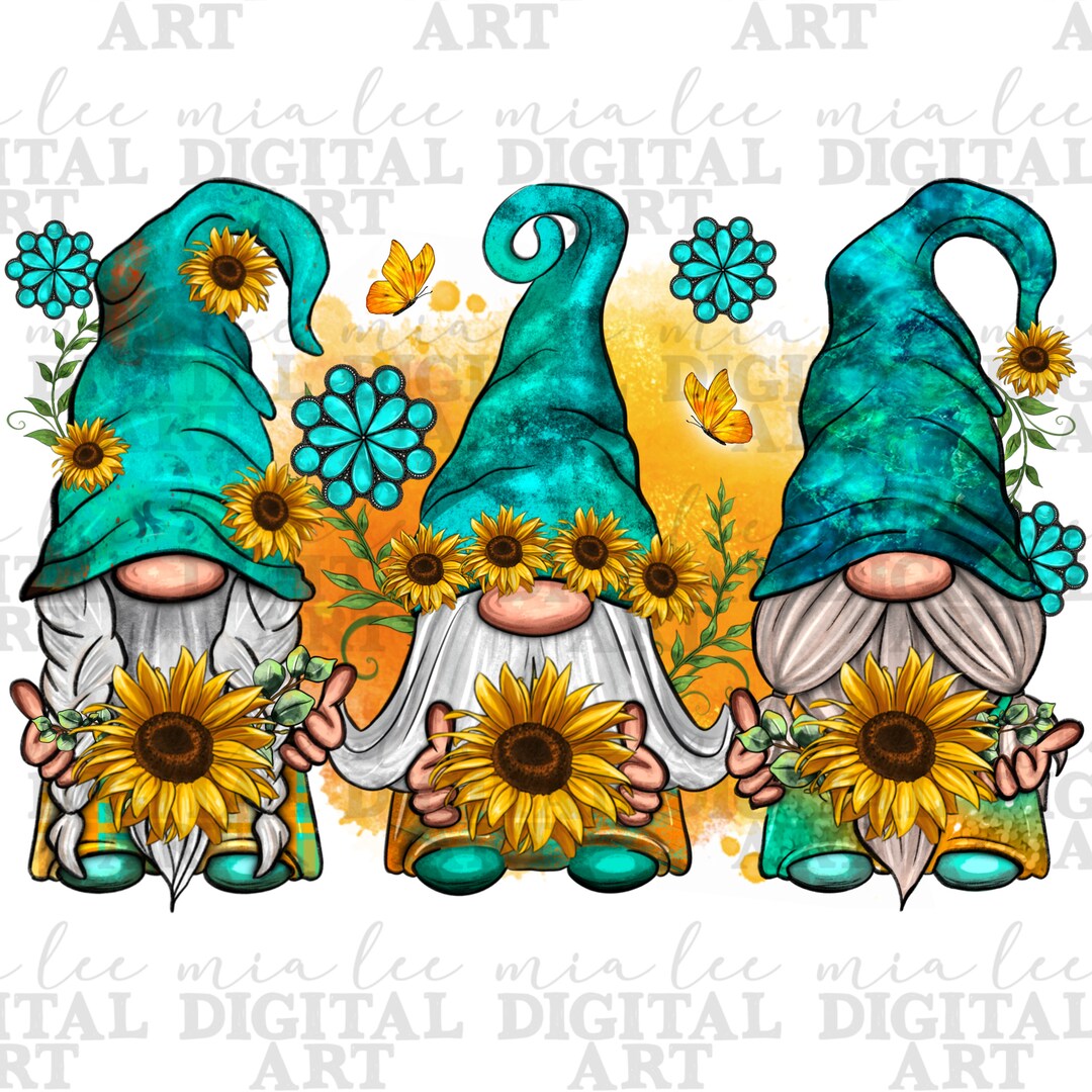 Sunflower Gnomes Png Sublimation Design Download, Sunflower Png, Cute ...