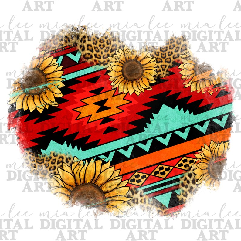 Aztec Sunflower Leopard Patches Bundle Png, Sunflowers Patches Bundle ...