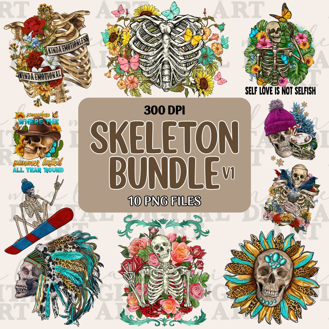 Skeleton Bundle V1 Png Sublimation Design Download, Skeleton Design Png ...