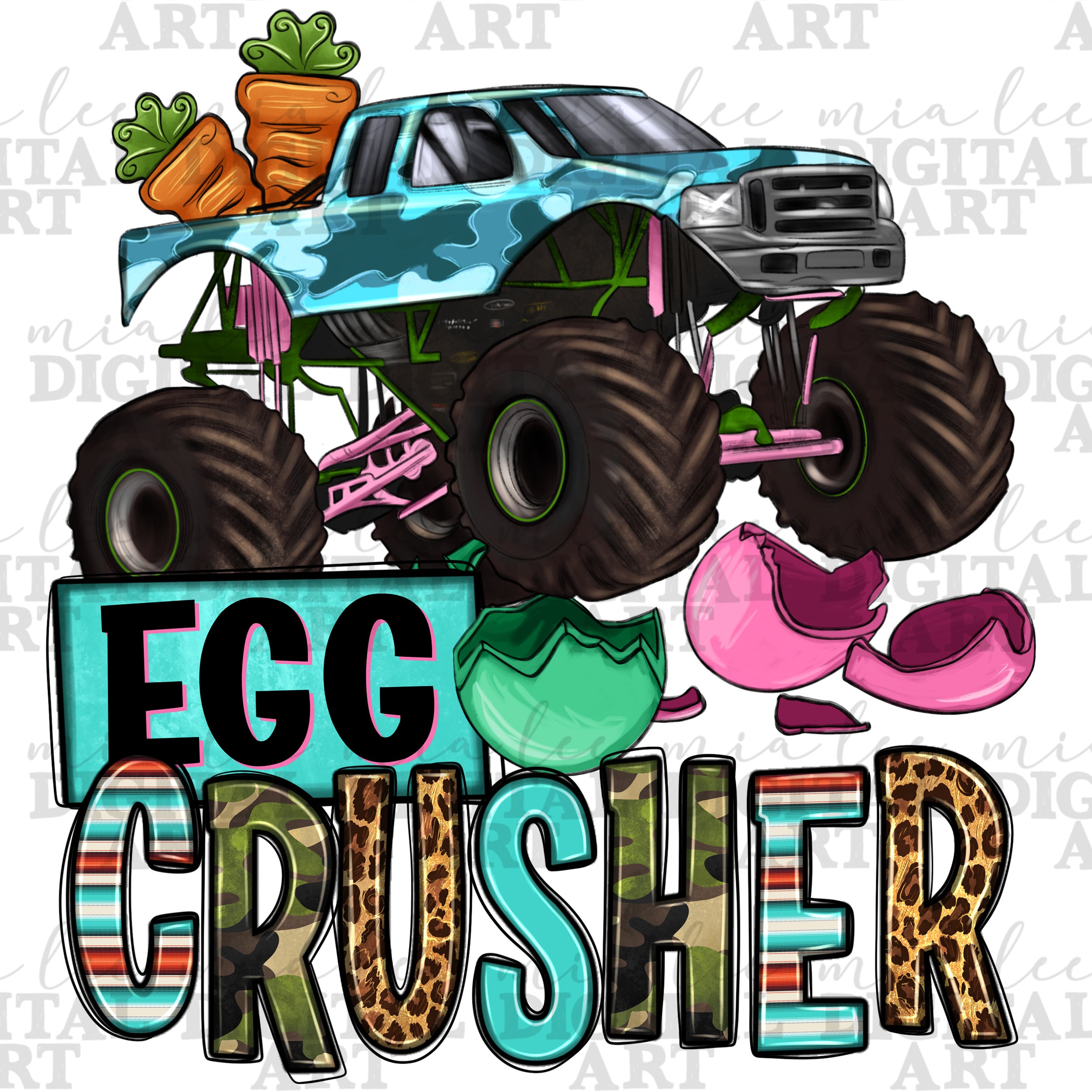 Monster Truck Easter Egg Crusher Png Sublimation Design Download, Happy ...