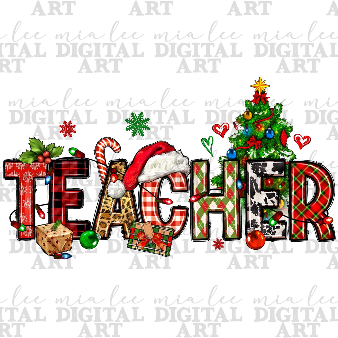 Christmas Teacher Png Sublimation Design Download, Merry Christmas Png ...