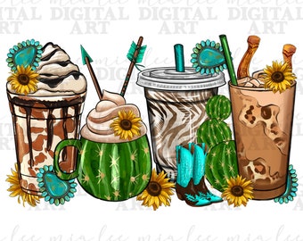 Baking Coffee Cups Png Sublimation Design Download, Western Coffee Cups ...