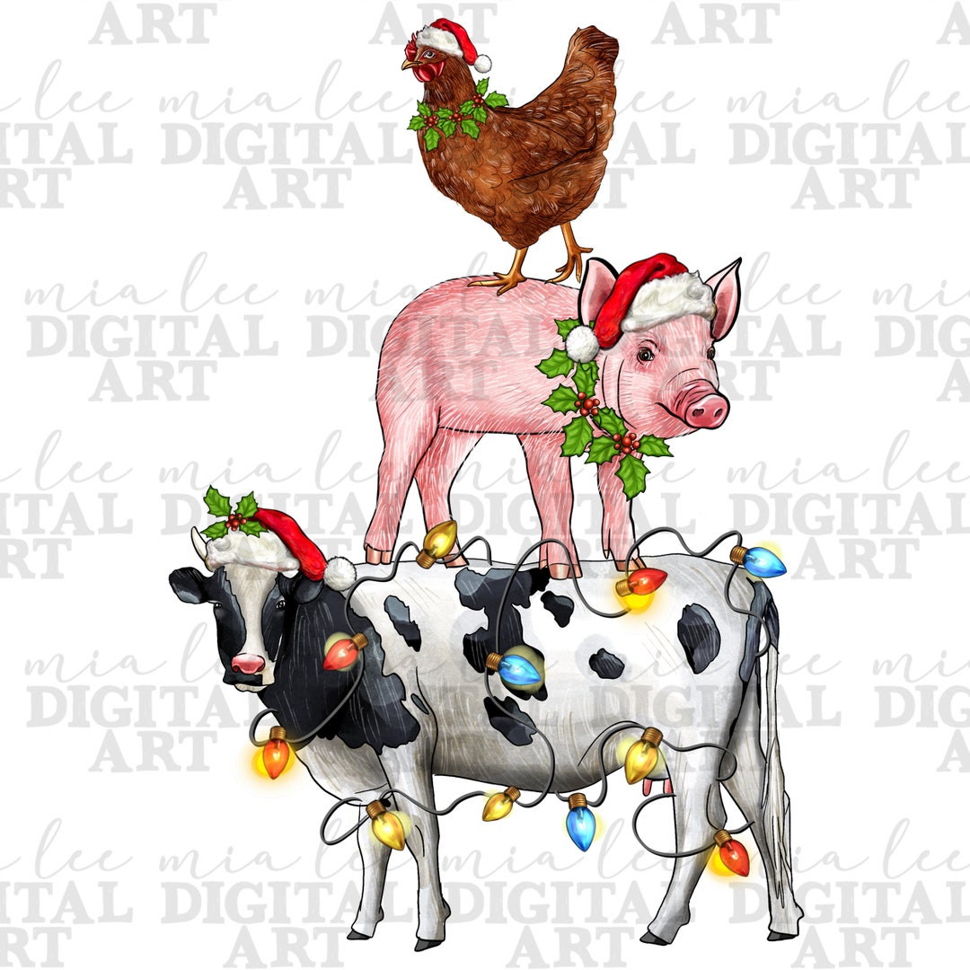 Merry Christmas Farm Animals Png Sublimation Design Download, Christmas ...