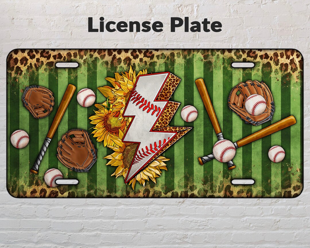 Baseball Lightning Bolt License Plate Png Sublimation Design Download ...