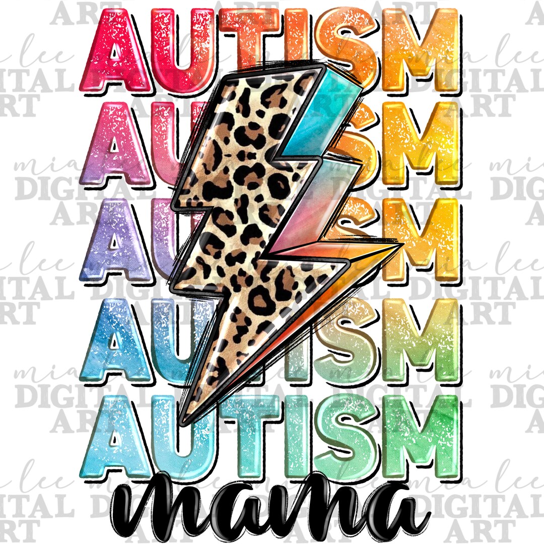 Autism Mama Lightning Bolt Png Sublimation Design Download, Autism ...