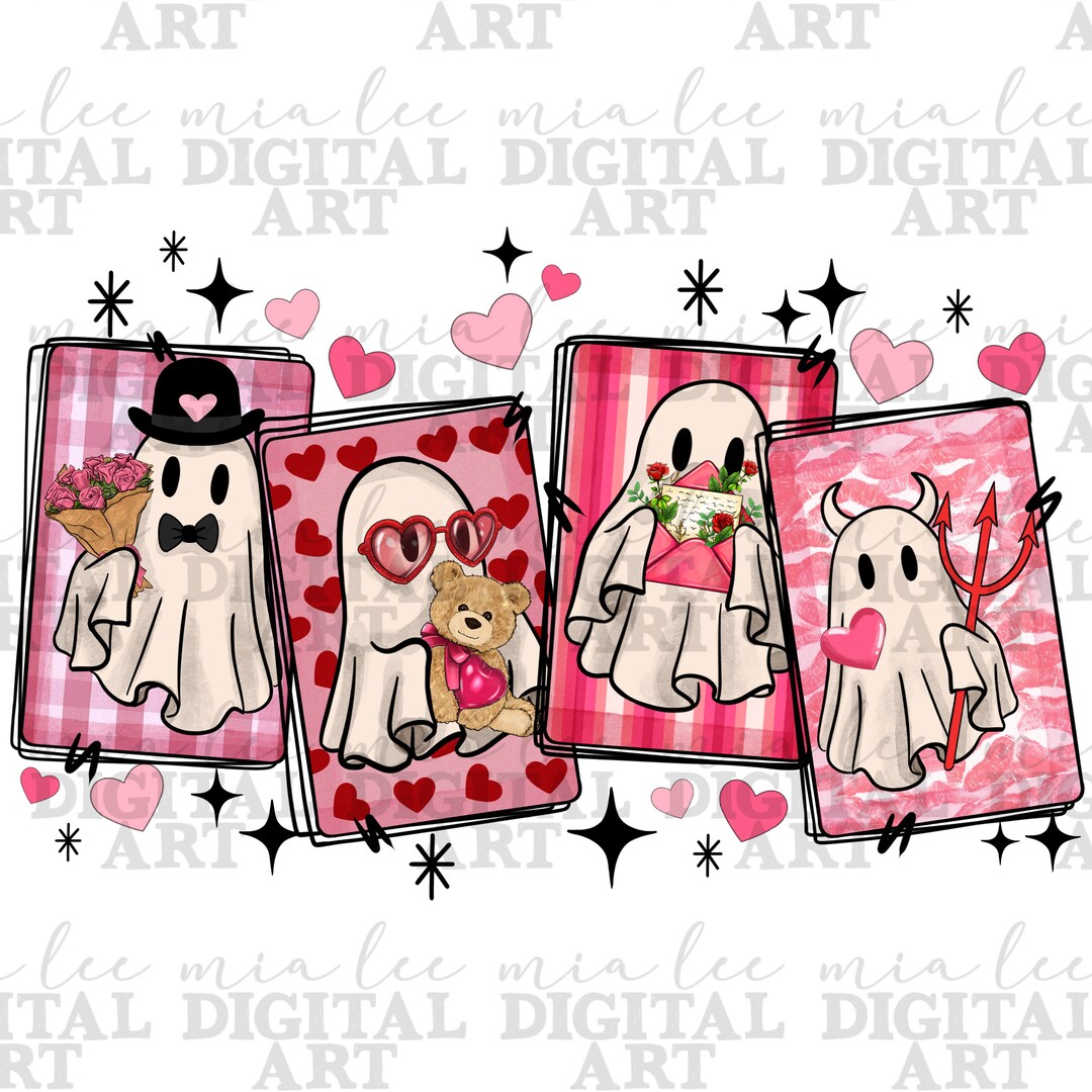 Valentine's Day Ghosts Png Sublimation Design Download, Happy Valentine ...