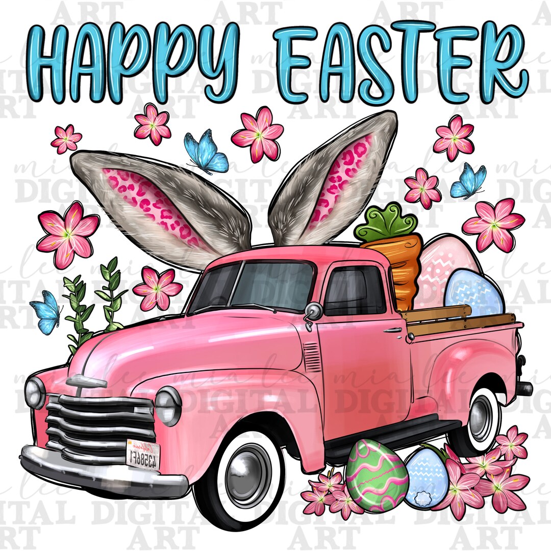 Happy Easter Truck Png Sublimation Design Download, Happy Easter Day ...