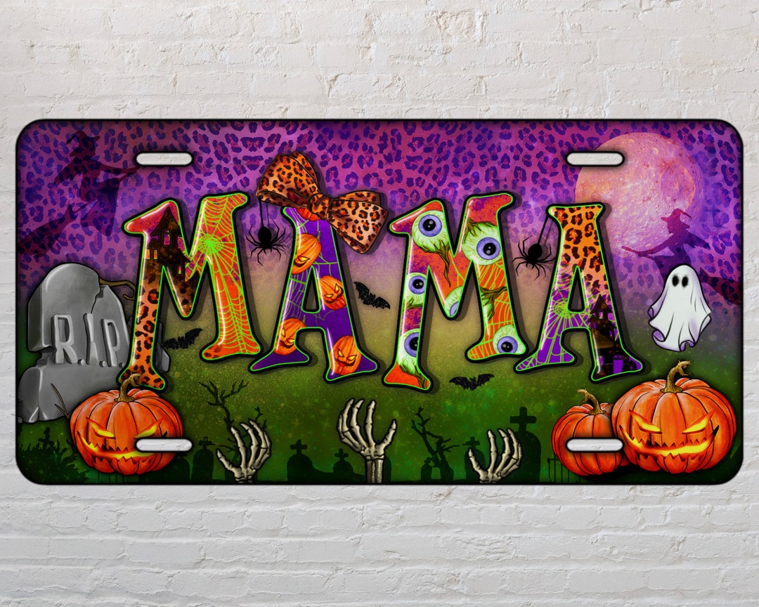 Halloween Mama License Plate Png Sublimation Design Download, Halloween ...