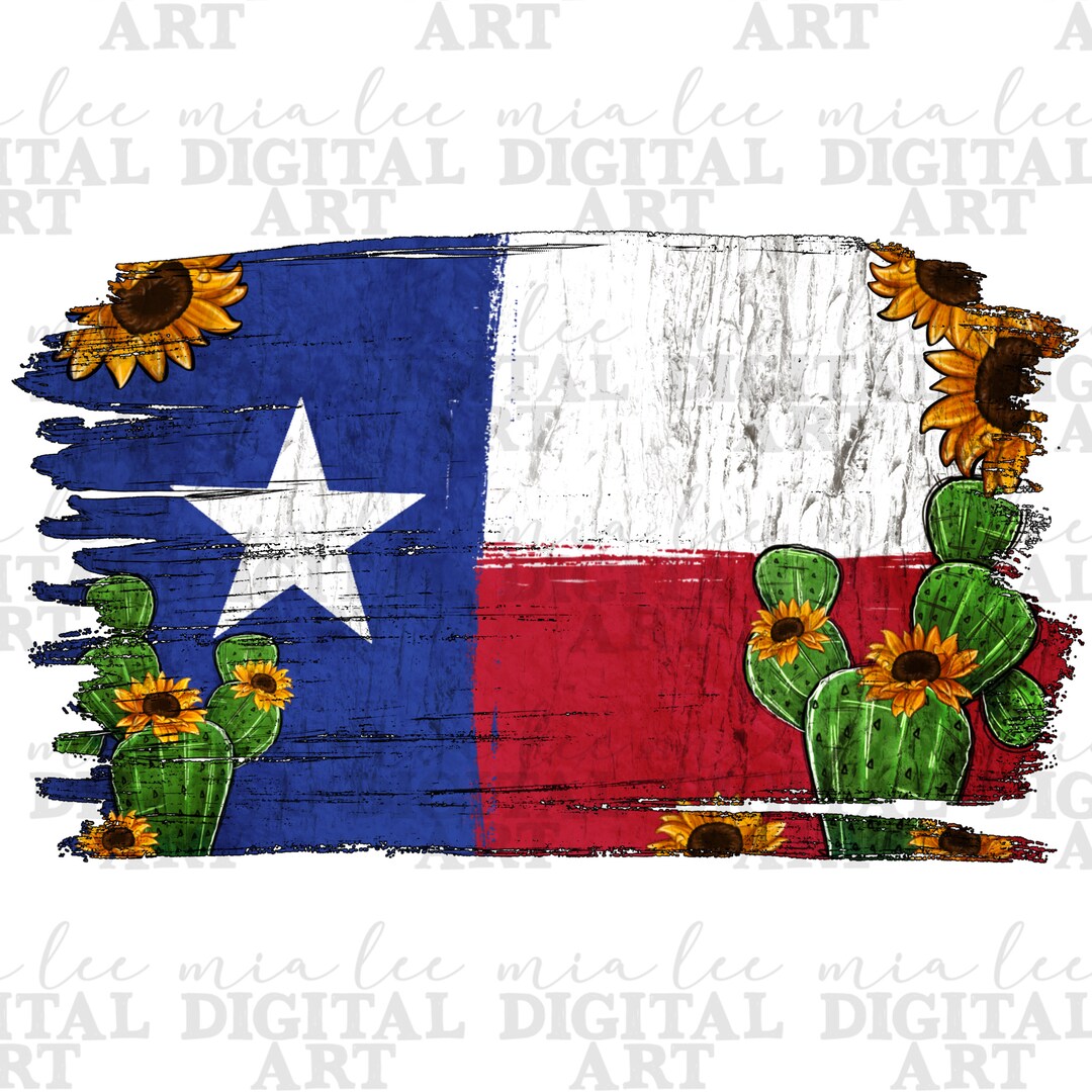 Texas Flag Png Sublimation Design Download, Cactus Sunflower Texas Flag ...