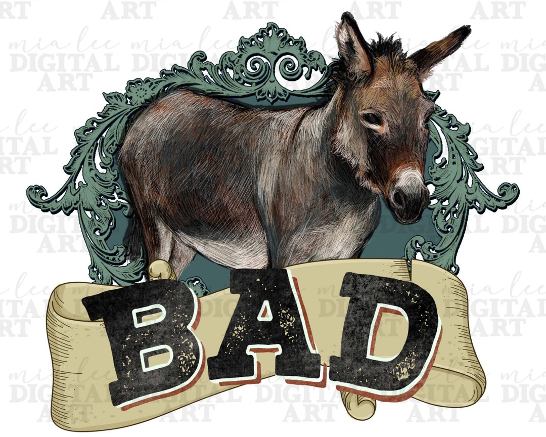 Bad Donkey Vintage Western Png Sublimation Design Download, Hand Drawn ...