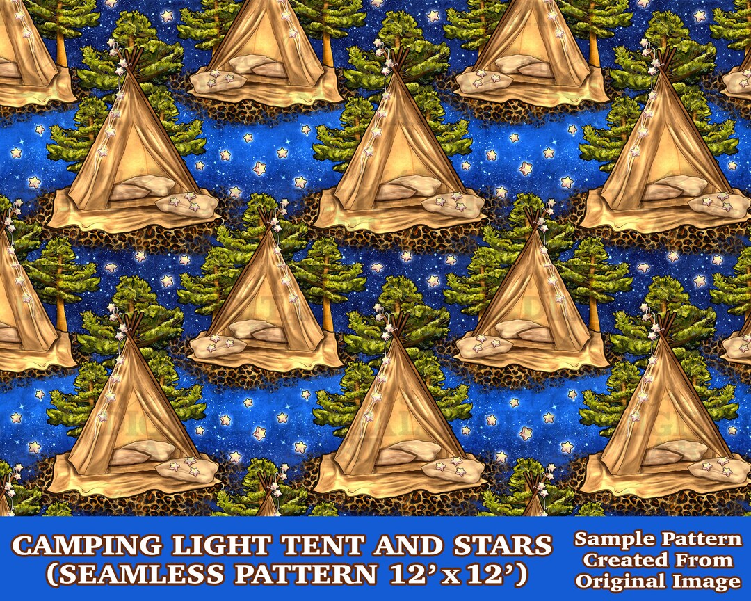 Camping Light and Tent Seamless Pattern Digital Paper, Digital Seamless ...