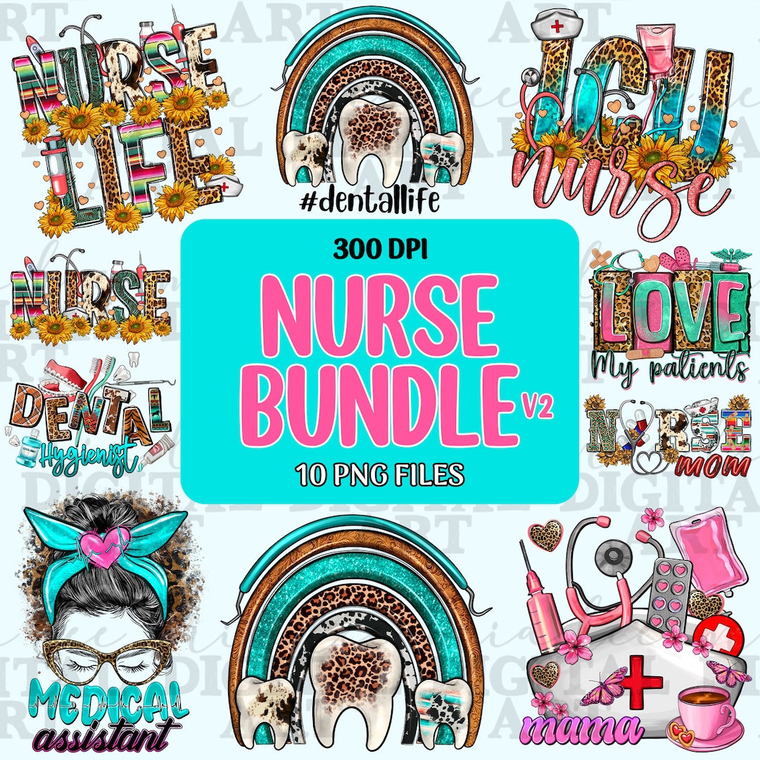 Nurse Bundle V2 Png Sublimation Design Download, Nurse Design Png ...