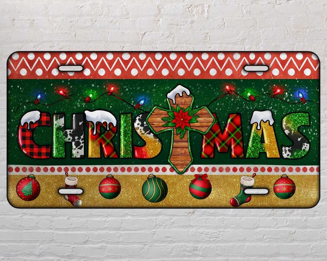 Christmas With Cross License Plate Png Sublimation Design Download ...
