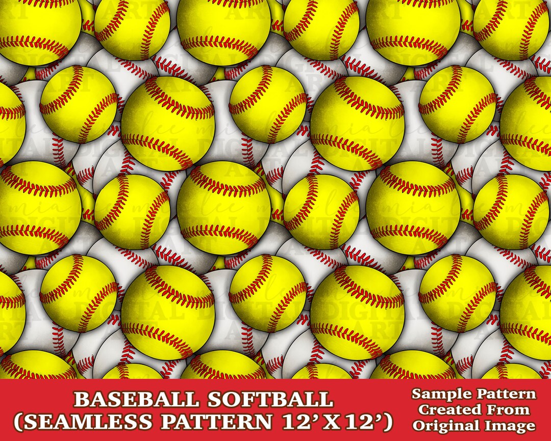 Baseball and Softball Seamless Pattern Digital Paper, Digital Seamless ...