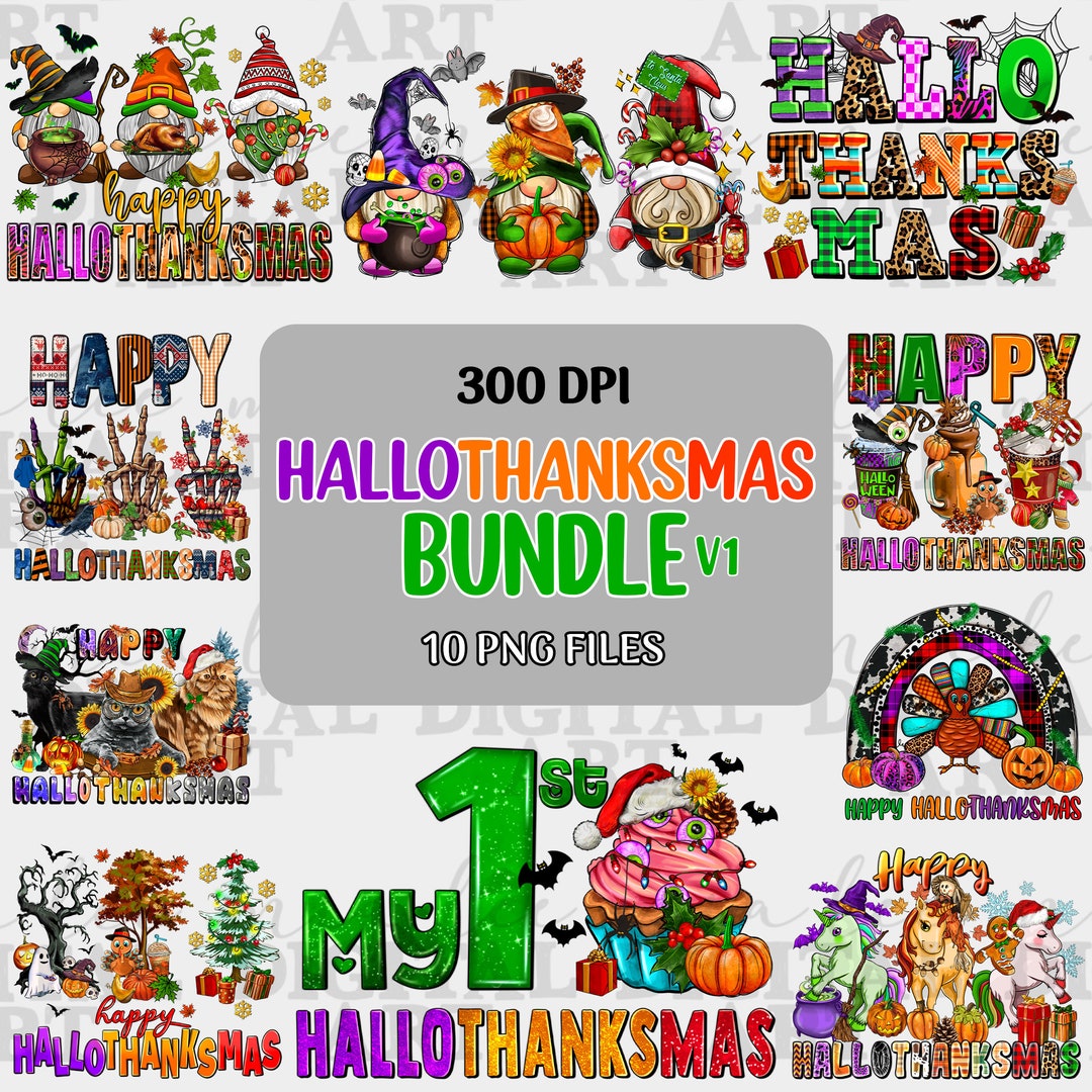 Hallothanksmas Bundle Png Sublimation Design Download, Halloween Png ...
