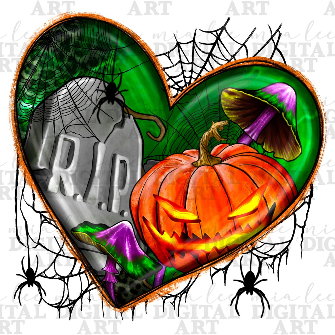 Halloween Heart With Pumpkin Png Sublimation Design Download, Happy ...