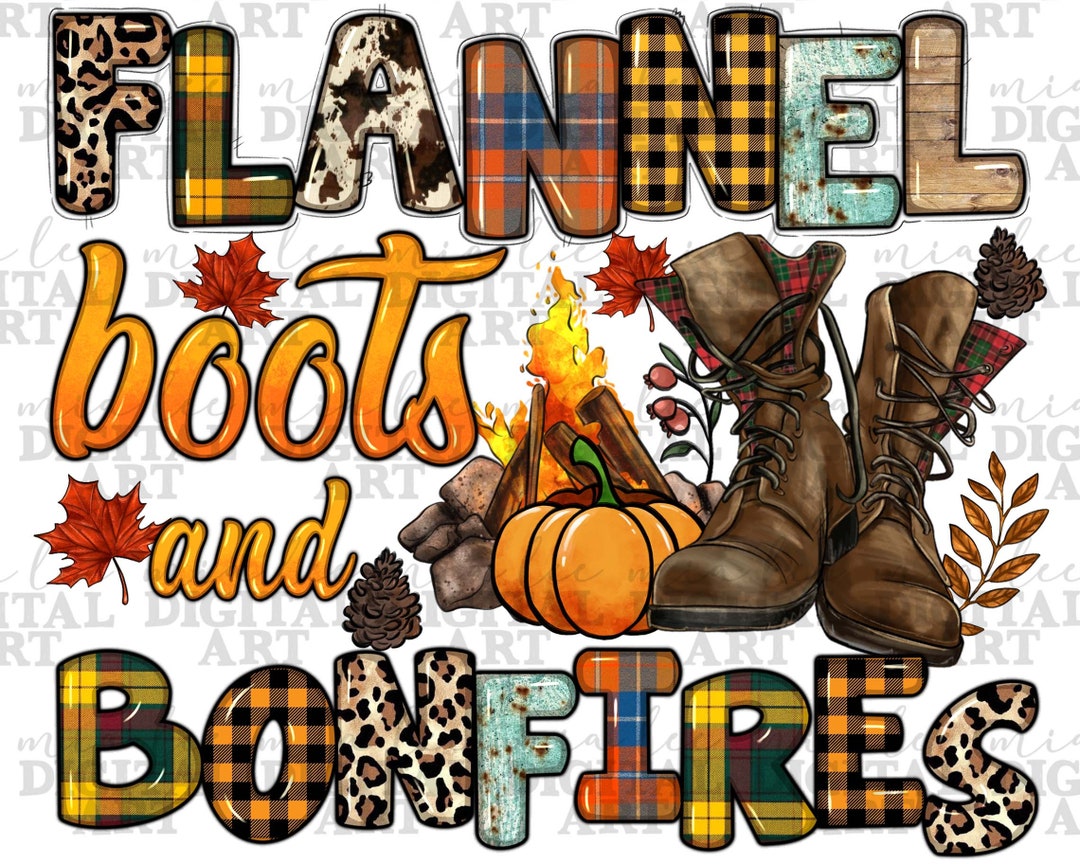 Flannel Boots and Bonfires Png Sublimation Design Download, Fall Png ...