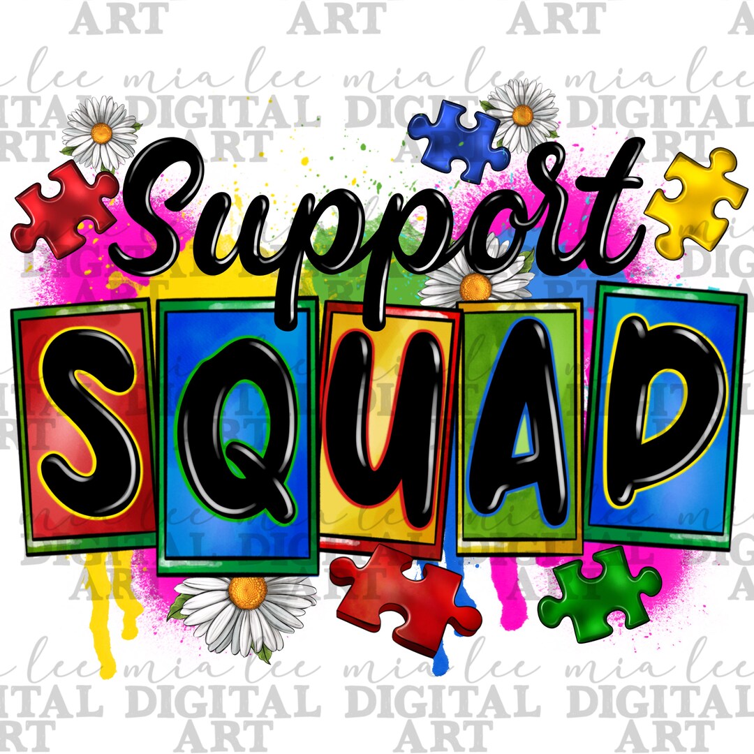 Autism Support Squad Png Subliamtion Design Download, Autism Awareness ...
