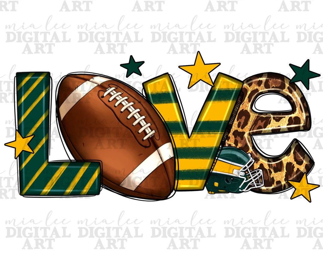 Love Football Team Color Green Yellow Png Sublimation Design Download ...