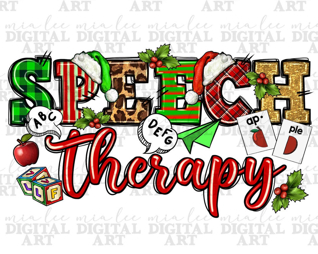 Speech Therapy Christmas Png Sublimation Design Download, Merry ...