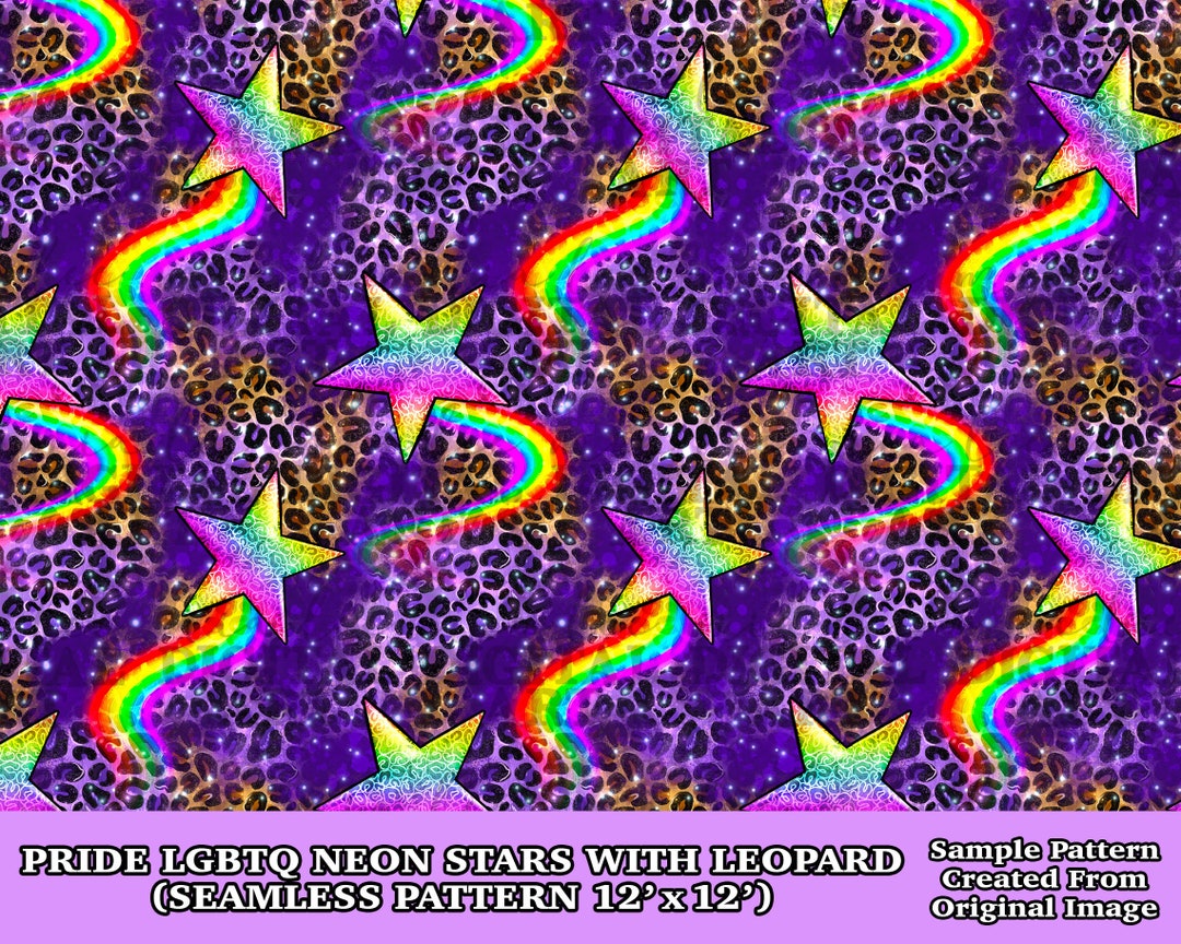 LGBTQ+ Neon Stars Seamless Pattern Digital Paper, Pride Digital ...