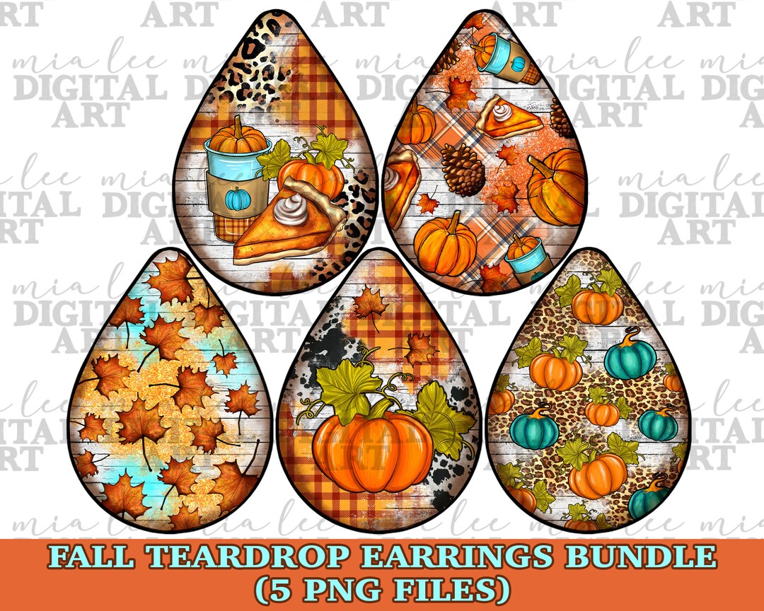 Fall Teardrop Earrings Bundle Png Sublimation Design Download, Fall Png ...