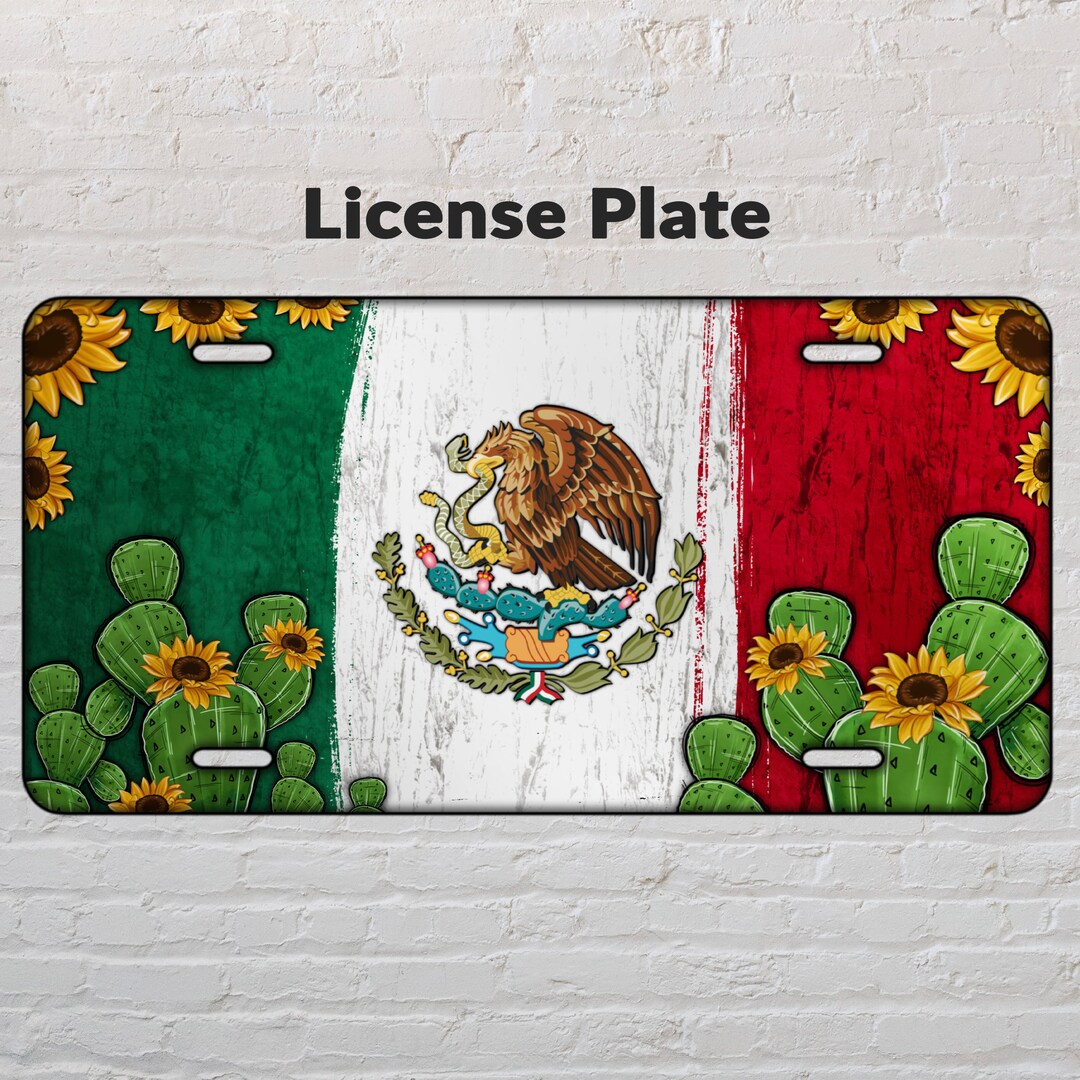 Mexican Flag Sunflowers License Plate Png Sublimation Design Download ...
