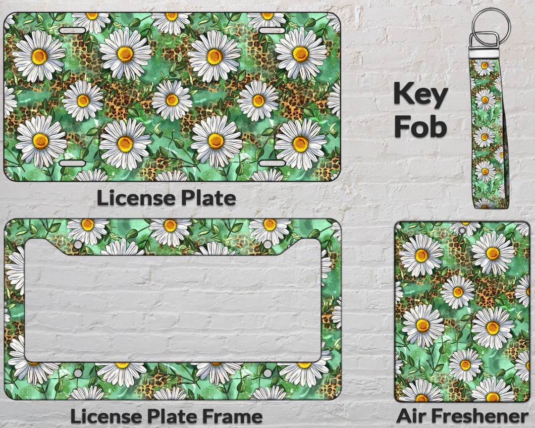 Daisies Car Bundle Png Sublimation Design Download, License Plate Png ...