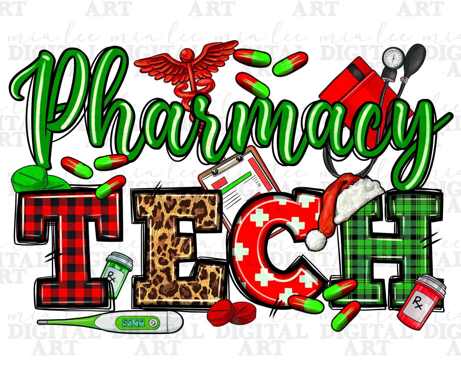 Pharmacy Tech Christmas Png Sublimation Design Download Merry - Etsy