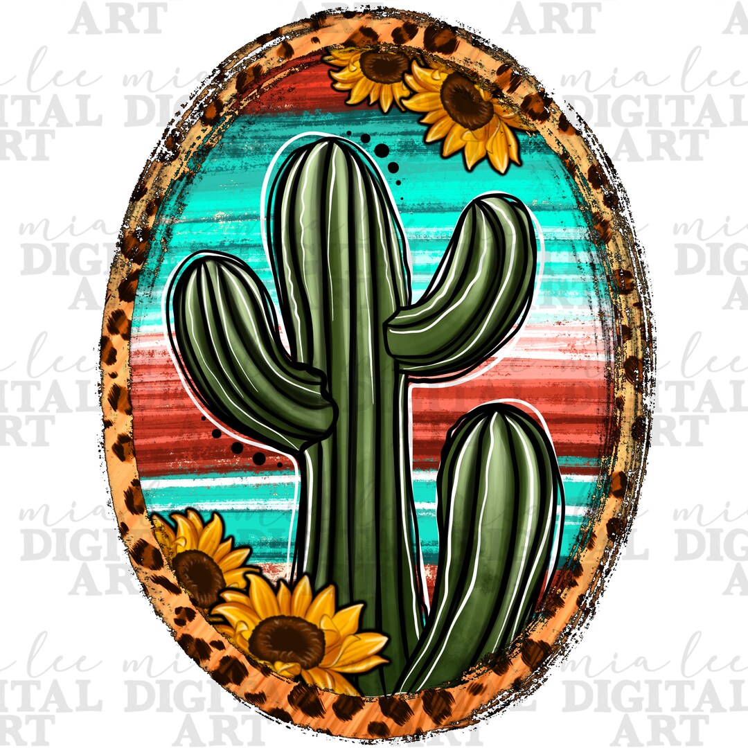 Serape and Sunflower Cactus Png Sublimation Design Download, Serape ...