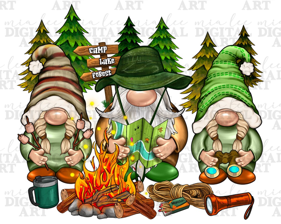 Camping Gnomes Png Sublimation Design Download, Happy Camper Png ...