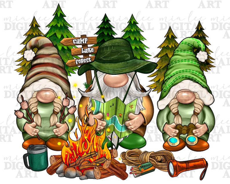 Camping Gnomes Png Sublimation Design Download, Happy Camper Png ...