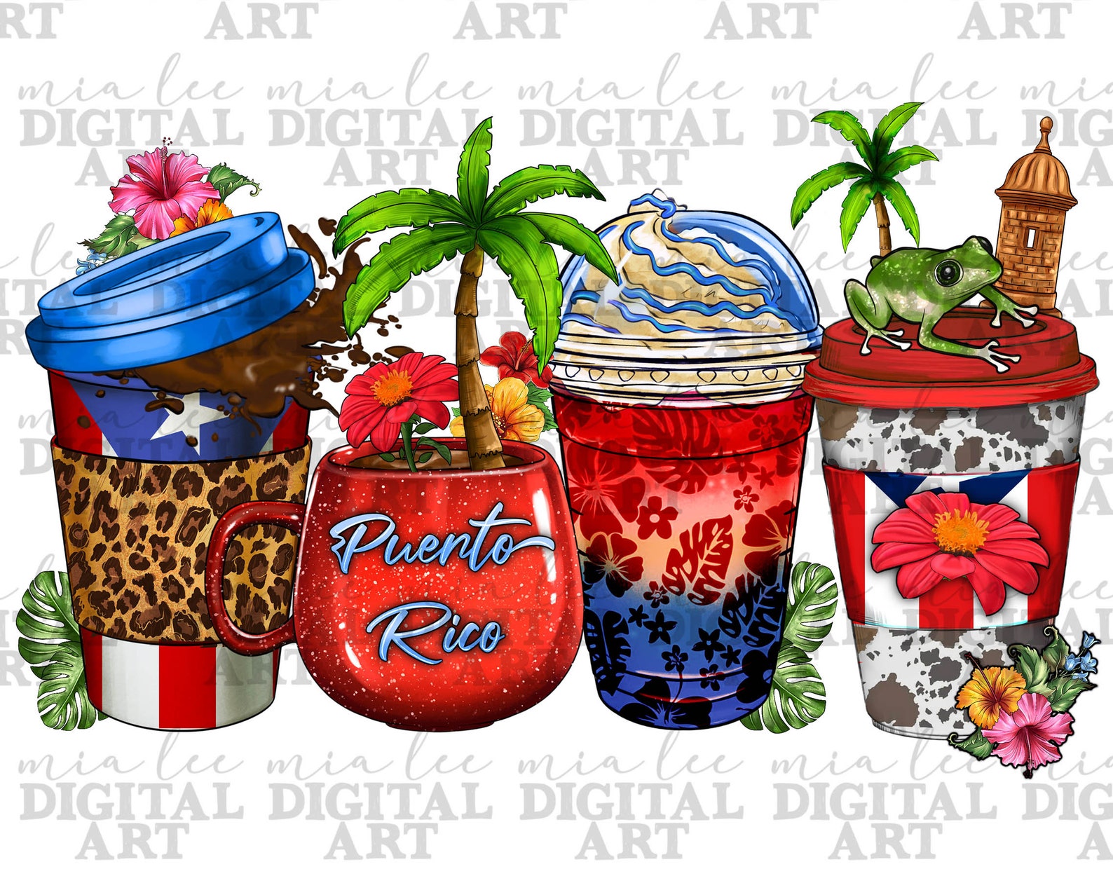 Puerto Rico Coffee Cups Png Sublimation Design Download, Puerto Rico ...